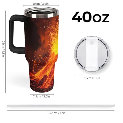 Super Volcano Tumbler with Handle Travel Mug Water Bottle Tea Coffee Cup Black-style
