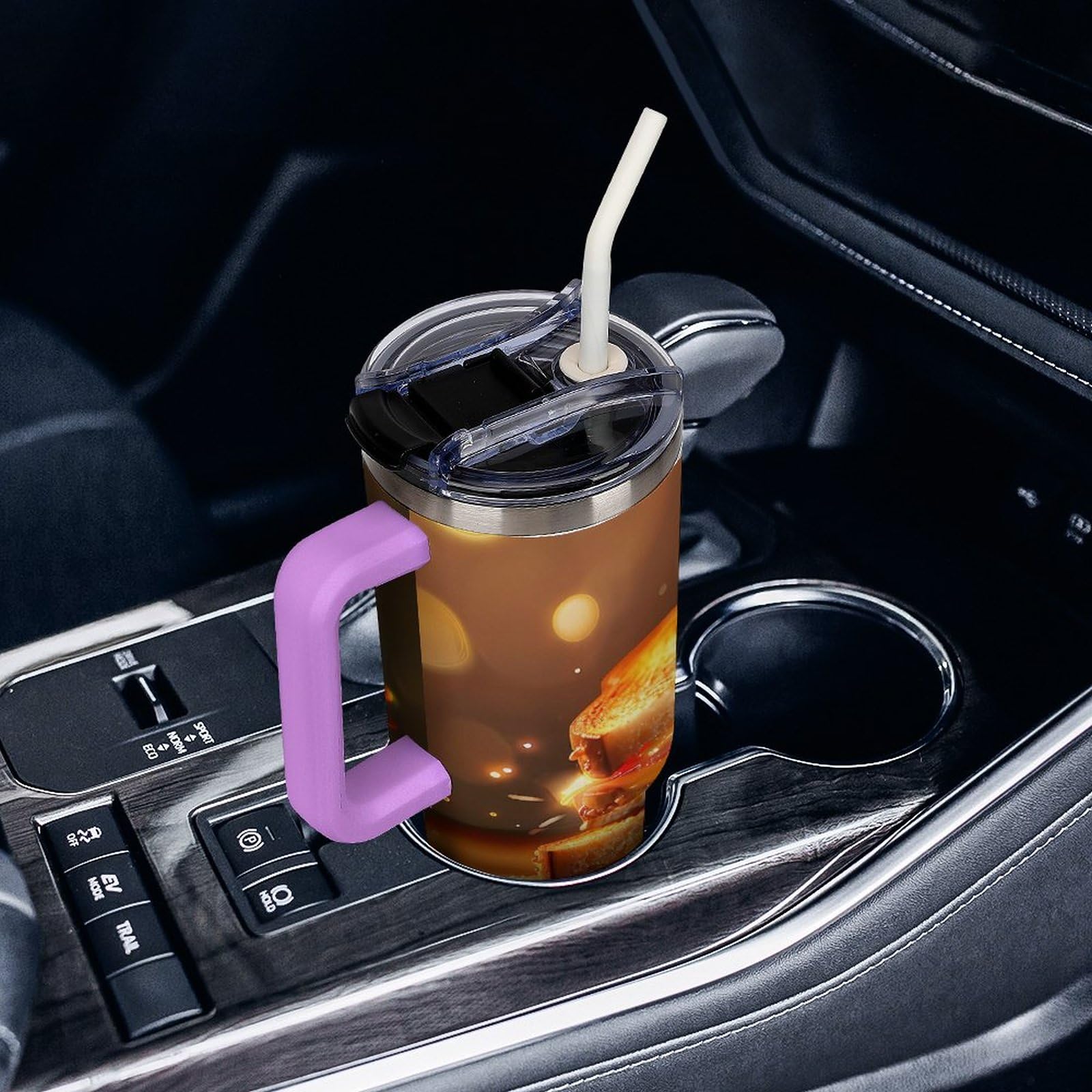 Grilled Cheese Sandwich 40 Oz Tumbler Insulated Stainless Steel Water Bottle Travel Mug Car Cup with Handle And Straw