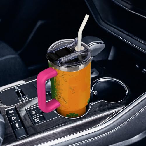 Irish Flag With Shamrock Pattern 40 Oz Tumbler Insulated Stainless Steel Water Bottle Travel Mug Car Cup with Handle And Straw