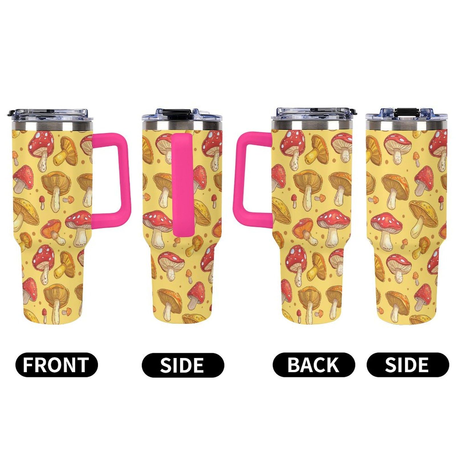 The Various Mushroom Art 40 Oz Tumbler Insulated Stainless Steel Water Bottle Travel Mug Car Cup with Handle And Straw