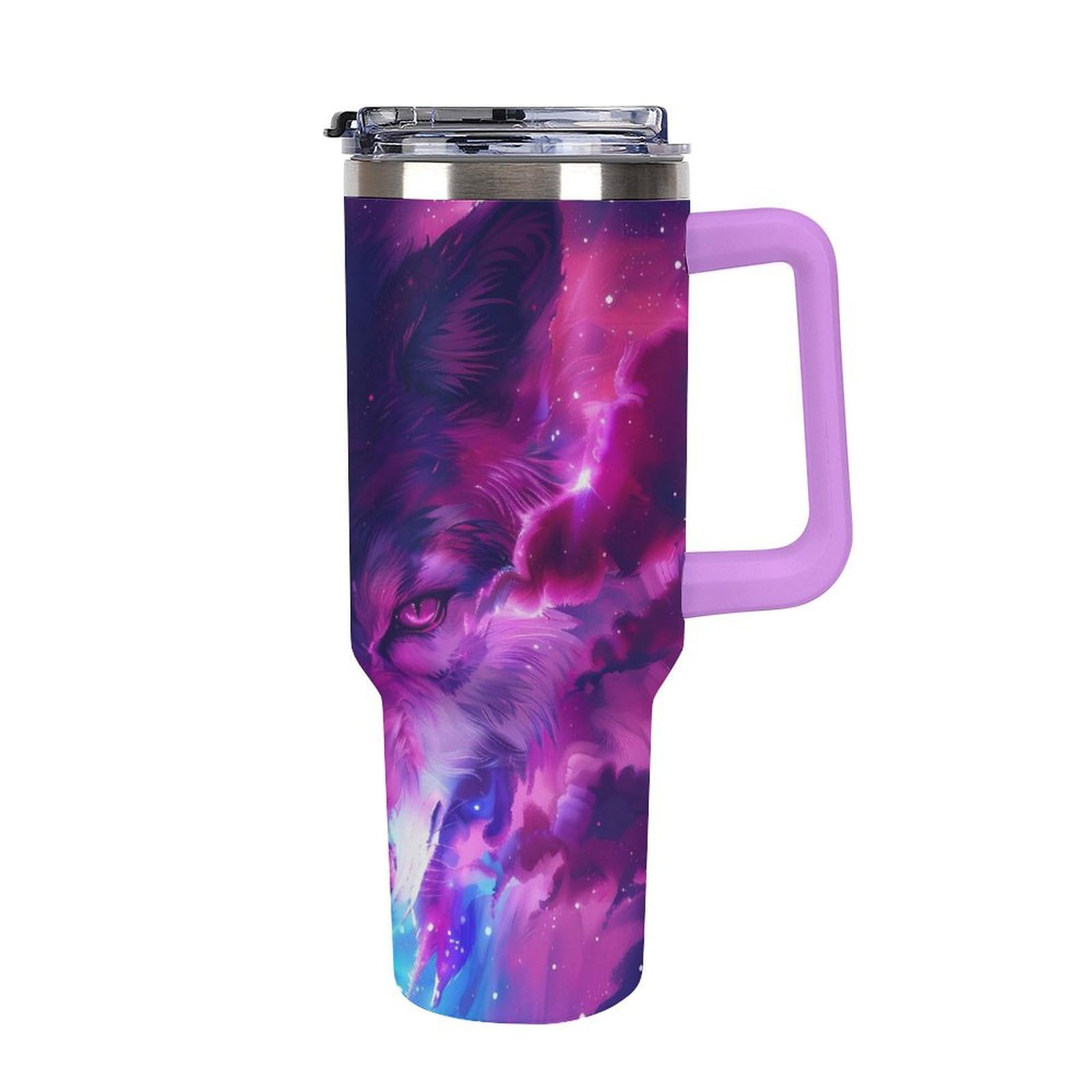 The Wolf in A Galaxy 40 Oz Tumbler Insulated Stainless Steel Water Bottle Travel Mug Car Cup with Handle And Straw