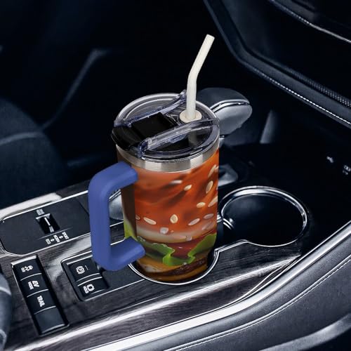 Cheeseburger Fast Food Pattern 40 Oz Tumbler Insulated Stainless Steel Water Bottle Travel Mug Car Cup with Handle And Straw