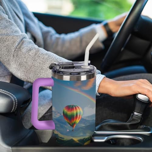 Hot-Air Balloons 40 Oz Tumbler Insulated Stainless Steel Water Bottle Travel Mug Car Cup with Handle And Straw