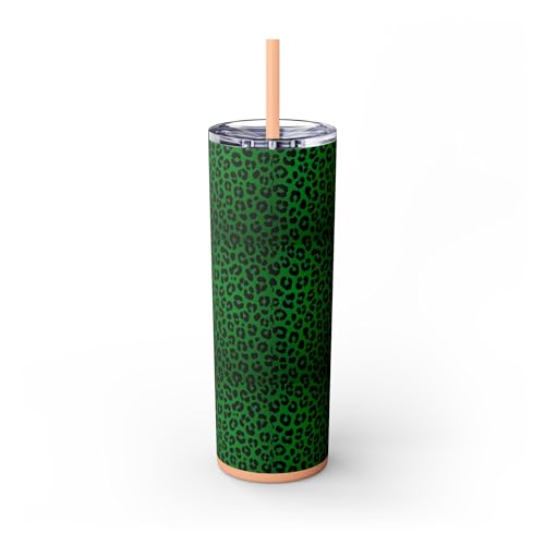 Tumbler Cup, Royal Green Cheetah Print with Straw, 20oz - Gift for Animal Print Lovers, Cheetah Pattern Drinkware, Unique