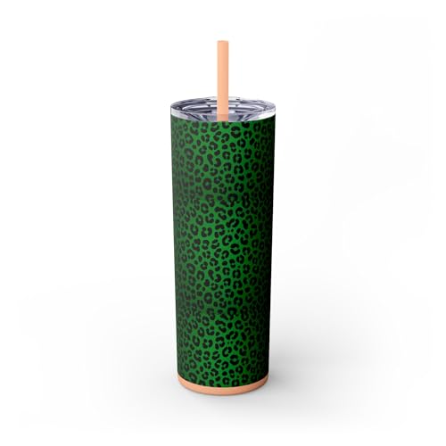 Tumbler Cup, Royal Green Cheetah Print with Straw, 20oz - Gift for Animal Print Lovers, Cheetah Pattern Drinkware, Unique
