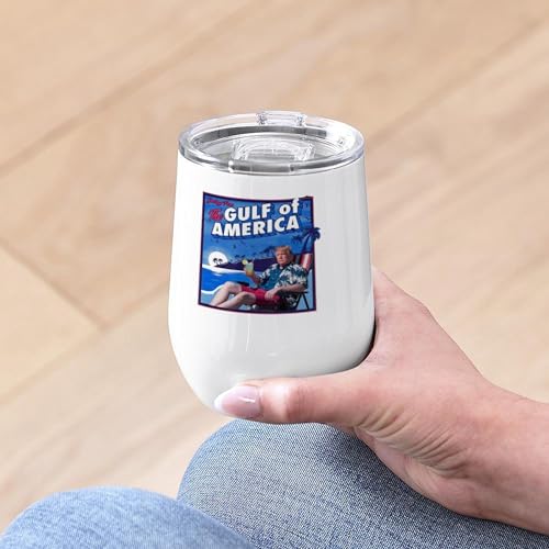 CafePress Gulf Of America Trump 2025 Insulated Wine Tumbler 12 oz