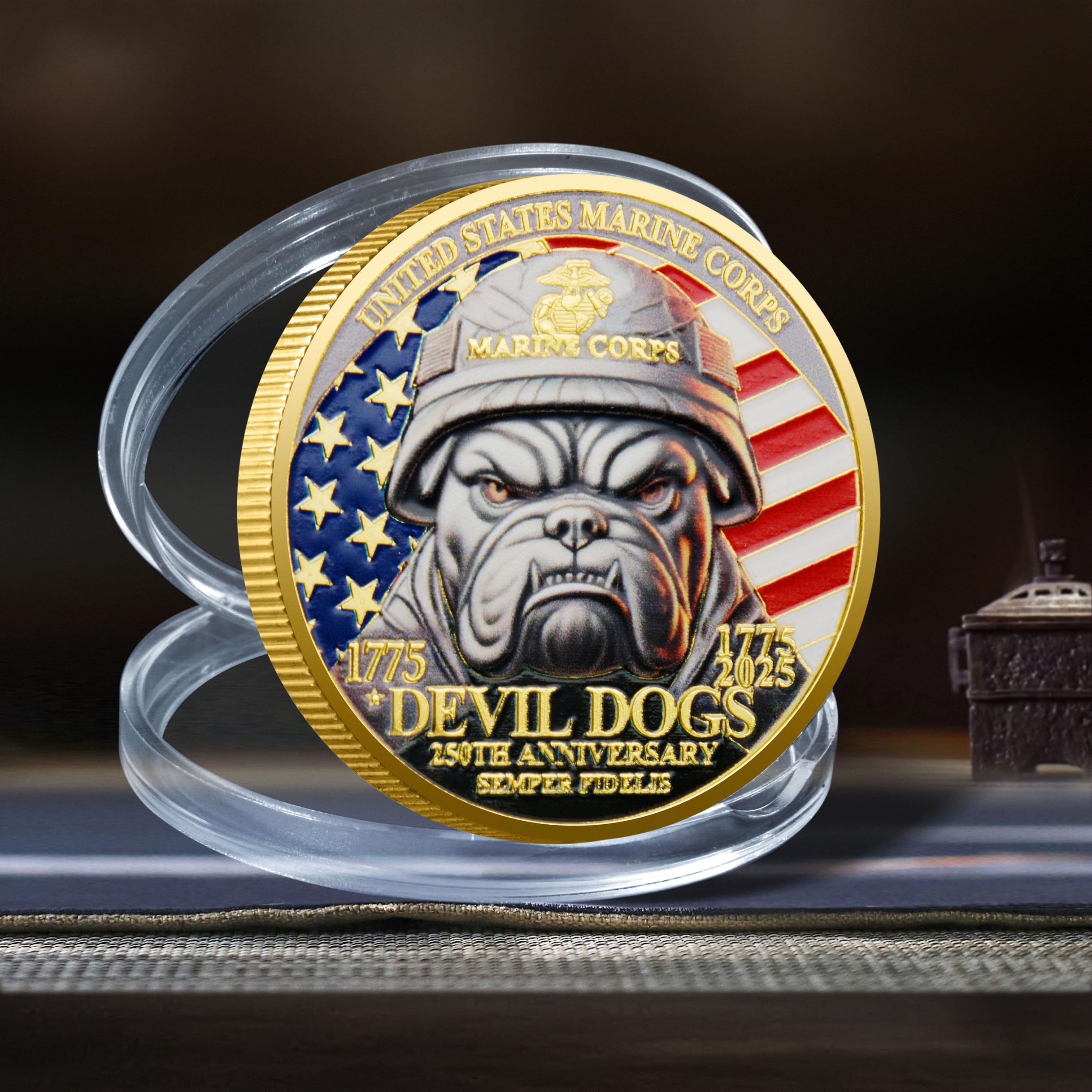 250th Anniversary US Marine Corps Commemorative Coin, Double-Sided USMC Challenge Coin, Military Commemorative Coins, Military Collectible & Veteran Gift (6PCS)