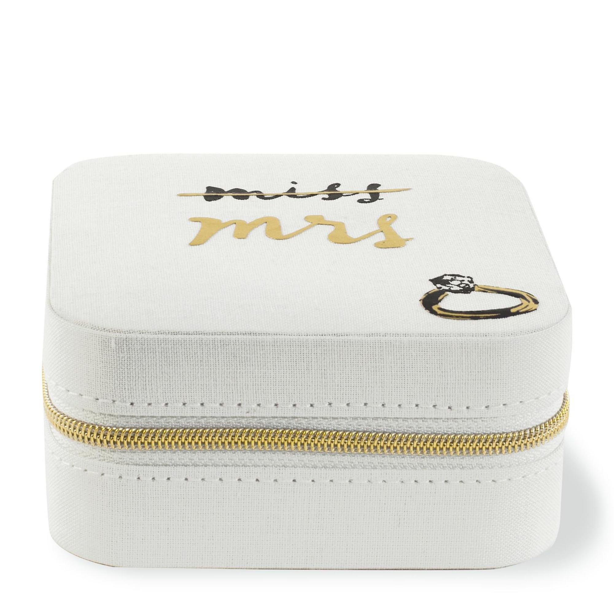 kate spade new york Bridal Acrylic Tumbler with Straw Bundle with Small Travel Jewelry Case Organizer (Miss to Mrs)