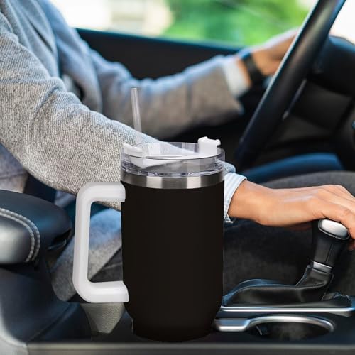 Bee Moon 40OZ Tumbler Stainless Steel Travel Mug Water Bottle Car Cup Tea Cups with Lid White-style