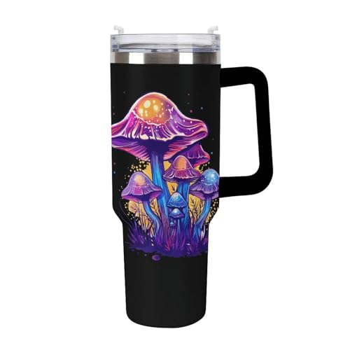Magic Mushrooms 40OZ Tumbler Stainless Steel Travel Mug Water Bottle Car Cup Tea Cups with Lid Black-style