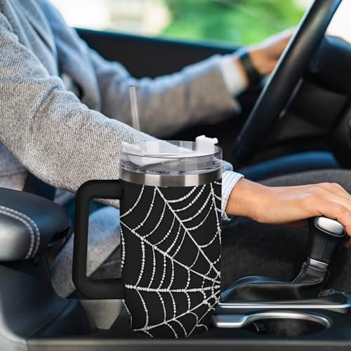 Goth Spider Web 40OZ Tumbler Stainless Steel Travel Mug Water Bottle Car Cup Tea Cups with Lid Black-style