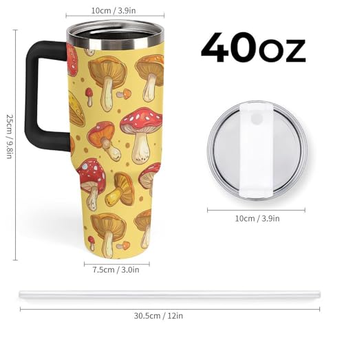 The Various Mushroom Art 40OZ Tumbler Stainless Steel Travel Mug Water Bottle Car Cup Tea Cups with Lid Black-style