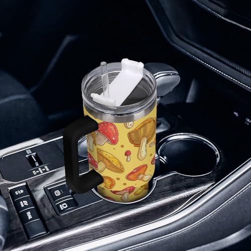 The Various Mushroom Art 40OZ Tumbler Stainless Steel Travel Mug Water Bottle Car Cup Tea Cups with Lid Black-style
