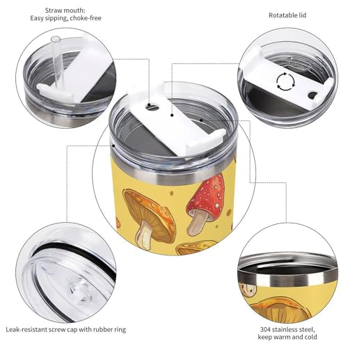 The Various Mushroom Art 40OZ Tumbler Stainless Steel Travel Mug Water Bottle Car Cup Tea Cups with Lid Black-style