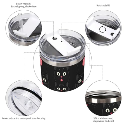 Black Cat 40OZ Tumbler Stainless Steel Travel Mug Water Bottle Car Cup Tea Cups with Lid White-style