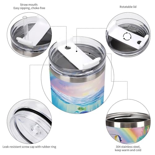 Dolphin 40OZ Tumbler Stainless Steel Travel Mug Water Bottle Car Cup Tea Cups with Lid Black-style