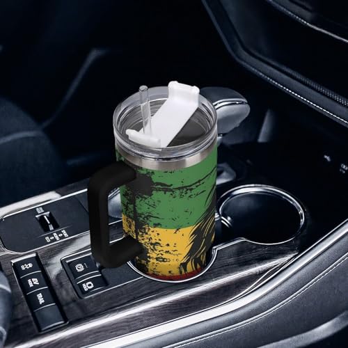 Lion Reggae Jamaica 40OZ Tumbler Stainless Steel Travel Mug Water Bottle Car Cup Tea Cups with Lid Black-style