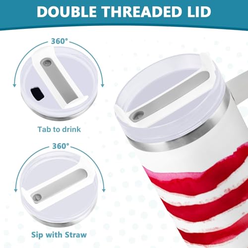 ODAWA Large Travel Insulated Tumblers with Lid and Straw, Usa Flag Double Wall Insulated Tumbler