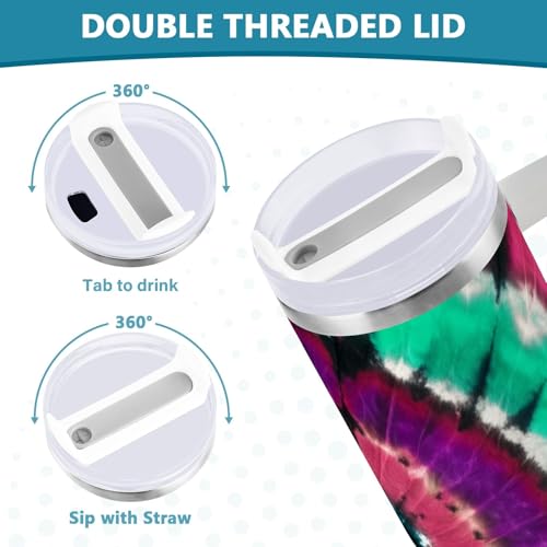40 Oz Tie Dye Spiral Insulated Water Tumbler with Lid and Straw, Stainless Steel Tumbler