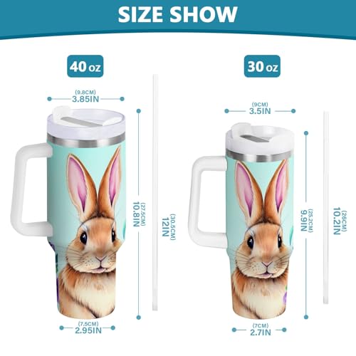 ODAWA 40oz Fall Insulated Tumbler with Handle and Straw Lid, Floral Rabbit Chicken Double Wall Insulated Tumbler