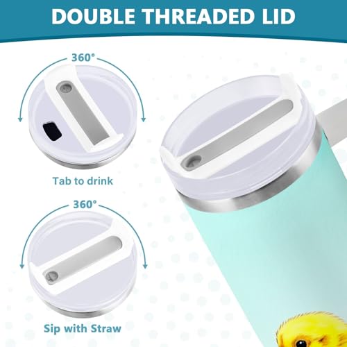 ODAWA 40oz Fall Insulated Tumbler with Handle and Straw Lid, Floral Rabbit Chicken Double Wall Insulated Tumbler