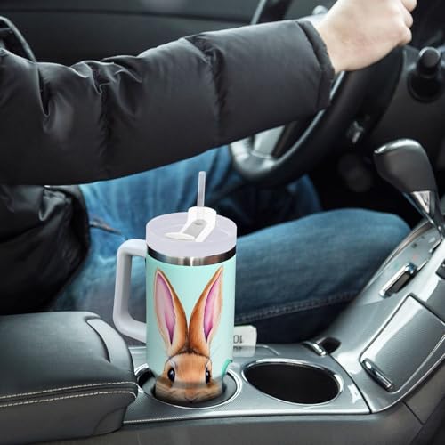 ODAWA 40oz Fall Insulated Tumbler with Handle and Straw Lid, Floral Rabbit Chicken Double Wall Insulated Tumbler