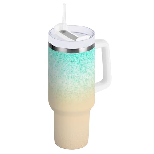 40 Oz Fall Insulated Tumbler with Straw and Handle, Beach Starfish Leak Proof Tumbler