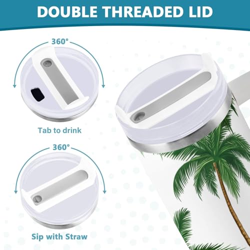 40 Oz Palm Trees Stainless Steel Tumbler with Lid and Straw Travel Insulated Tumblers