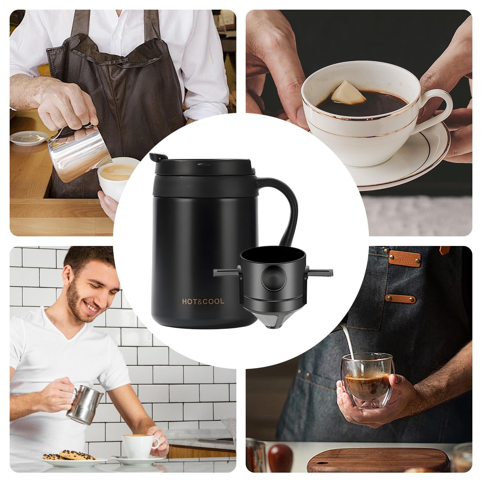 Vacuum Insulated Tumbler - Travel Coffee Mug Leak-Proof Lid | Coffee Mug | Heat Resistant 304 Stainless Steel | 2-Layer Non-Slip Base Drinkware for 12+ Hours Cold & 6+ Hours Hot Beverage Retention