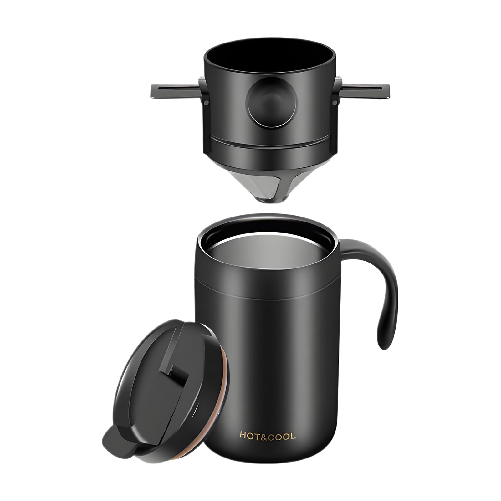 Vacuum Insulated Tumbler - Travel Coffee Mug Leak-Proof Lid | Coffee Mug | Heat Resistant 304 Stainless Steel | 2-Layer Non-Slip Base Drinkware for 12+ Hours Cold & 6+ Hours Hot Beverage Retention