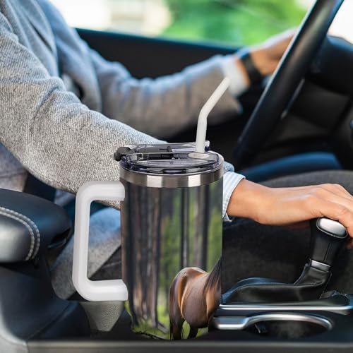 Horse in The Rain Forests Insulated Tumblers with Handle Stainless Steel Coffee Mug Funny Travel Cup with Lid Straw 40oz