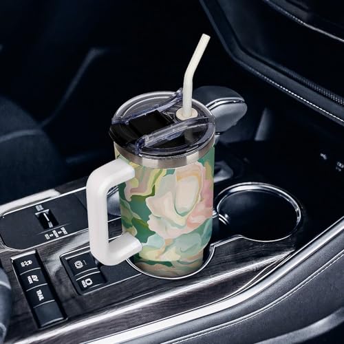 Oysters Watercolor Pattern Insulated Tumblers with Handle Stainless Steel Coffee Mug Funny Travel Cup with Lid Straw 40oz