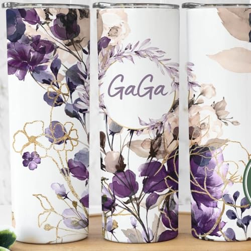 Watercolor Flower Skinny Tumbler, Straight Stainless Steel Insulated Skinny Cups, Vacuum Double Wall Travel Coffee Mug, Birthday Gift, Gift for Mom (20 oz)