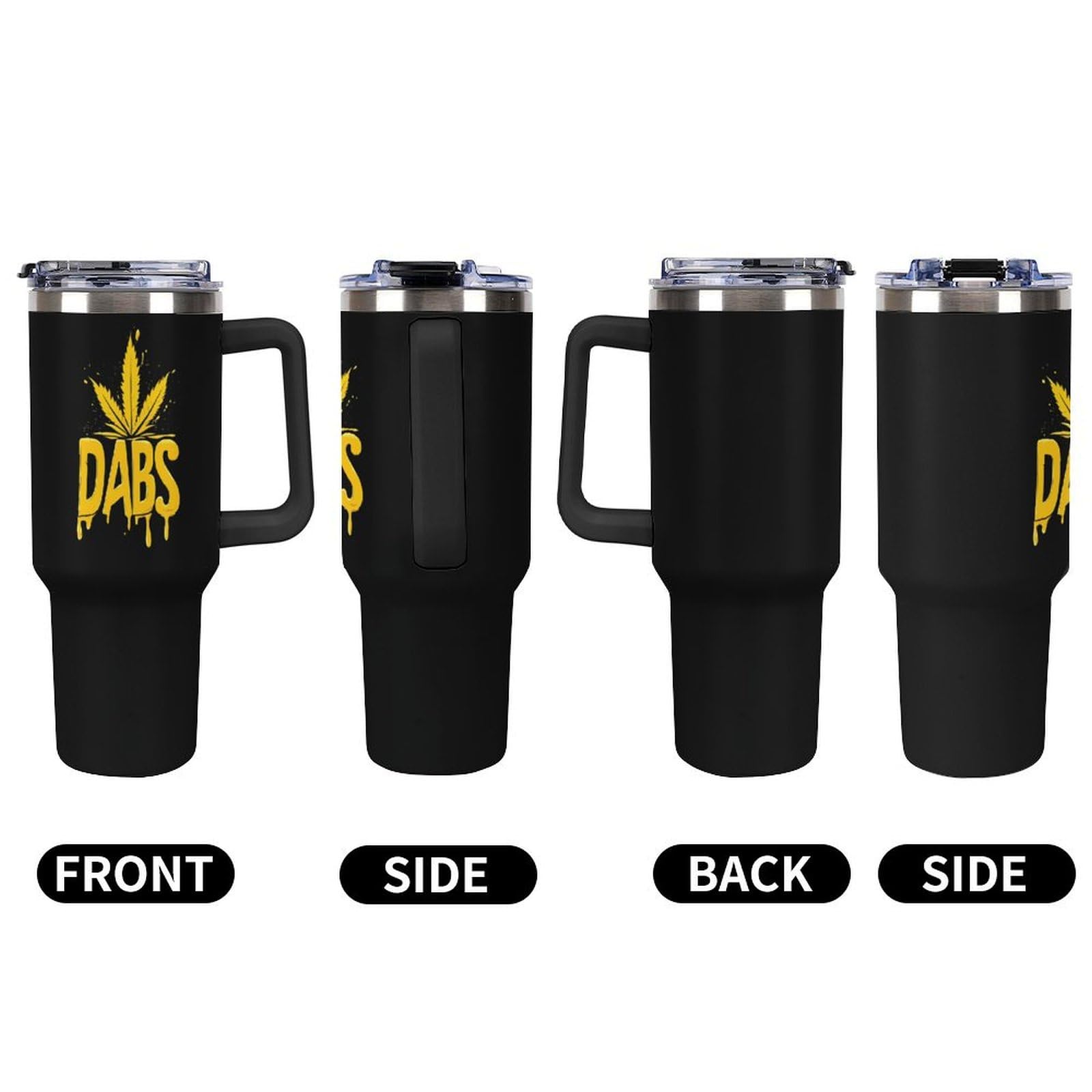 Weed Dabs Insulated Tumblers with Handle Stainless Steel Coffee Mug Funny Travel Cup with Lid Straw 40oz