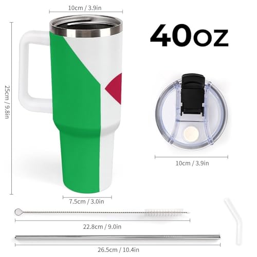 Italy And Japan Flag Insulated Tumblers with Handle Stainless Steel Coffee Mug Funny Travel Cup with Lid Straw 40oz