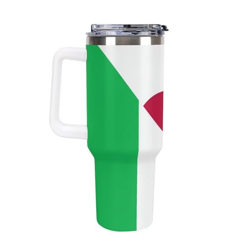 Italy And Japan Flag Insulated Tumblers with Handle Stainless Steel Coffee Mug Funny Travel Cup with Lid Straw 40oz