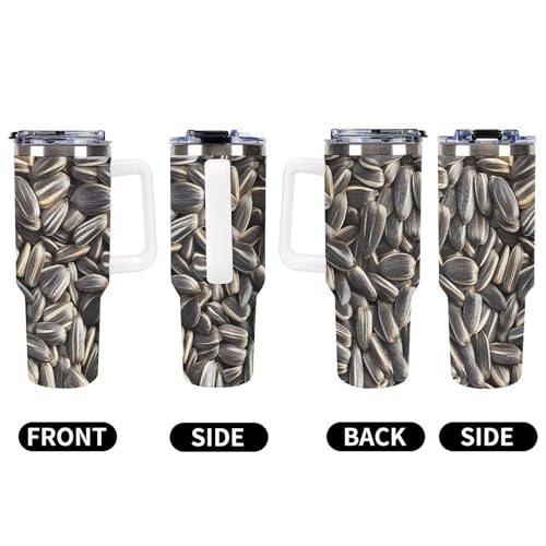 Sunflower Food Insulated Tumblers with Handle Stainless Steel Coffee Mug Funny Travel Cup with Lid Straw 40oz