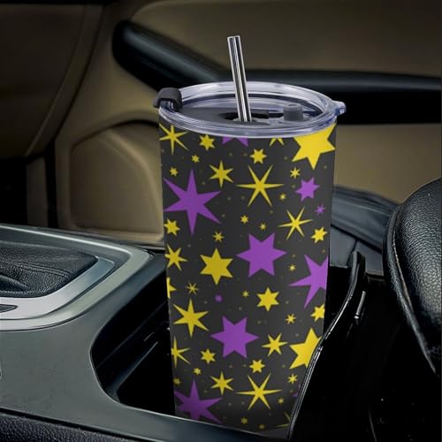 Magic Star 20 Oz Travel Coffee Mug with Lid Tumbler Drinking with Straw Brush Water Car Cup
