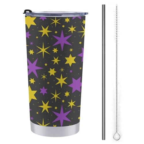 Magic Star 20 Oz Travel Coffee Mug with Lid Tumbler Drinking with Straw Brush Water Car Cup