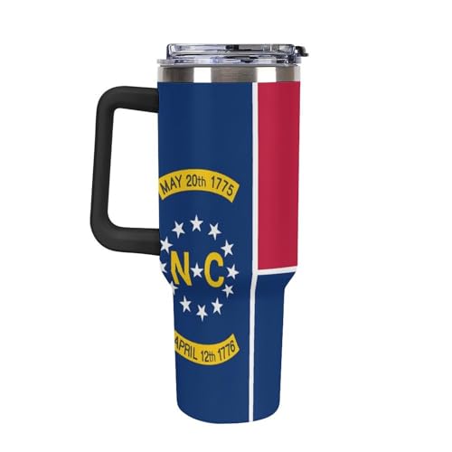 State Flag Of Carolina Insulated Tumblers with Handle Stainless Steel Coffee Mug Funny Travel Cup with Lid Straw 40oz