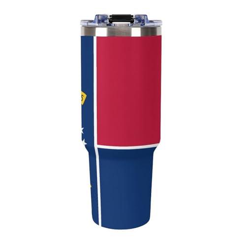 State Flag Of Carolina Insulated Tumblers with Handle Stainless Steel Coffee Mug Funny Travel Cup with Lid Straw 40oz