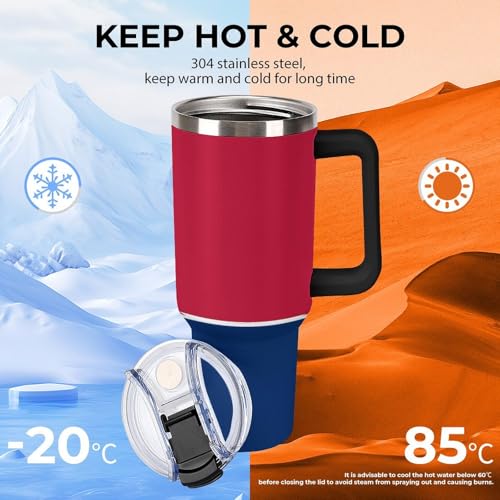 State Flag Of Carolina Insulated Tumblers with Handle Stainless Steel Coffee Mug Funny Travel Cup with Lid Straw 40oz