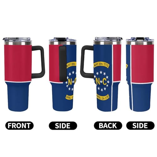 State Flag Of Carolina Insulated Tumblers with Handle Stainless Steel Coffee Mug Funny Travel Cup with Lid Straw 40oz