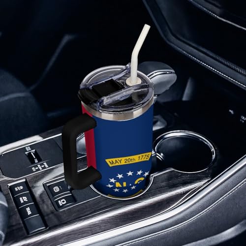 State Flag Of Carolina Insulated Tumblers with Handle Stainless Steel Coffee Mug Funny Travel Cup with Lid Straw 40oz