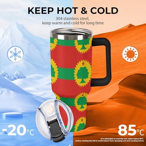 Flag of The Oromo Liberation Front Insulated Tumblers with Handle Stainless Steel Coffee Mug Funny Travel Cup with Lid Straw 40oz