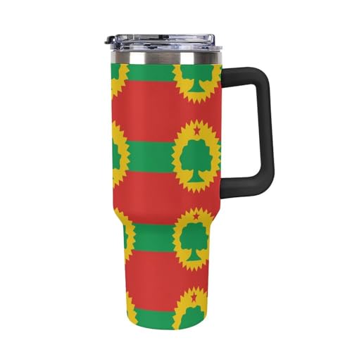 Flag of The Oromo Liberation Front Insulated Tumblers with Handle Stainless Steel Coffee Mug Funny Travel Cup with Lid Straw 40oz