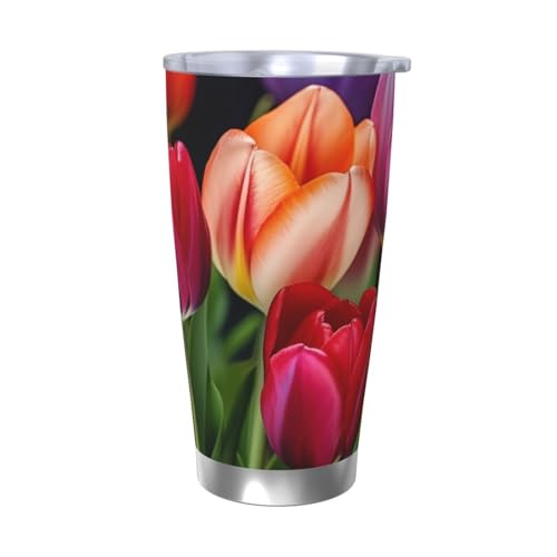 Flower Tumbler with Lid and Straw 20oz Stainless Steel Car Cup for Hot and Cold Drinks, Double Wall Insulated Travel Coffee Mug Reusable Drink Thermos Cup Birthday Gifts