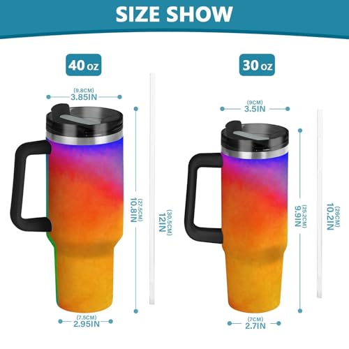 Yasala Car Tumbler with Handle Blurry Rainbow Color Travel Mug Coffee Cup Insulated Beverage Container Mega Cup for Hot Cold Drinking Thermos Water Bottle Cupholder Friendly 40 oz