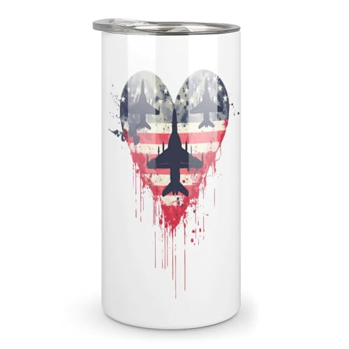 Airplanes U.S. Flag Funny Coffee Mug Stainless Steel Travel Insulated Tumbler Double Wall Water Cup 10 Oz