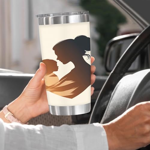 FOCIUZTA 20oz Maternal Silhouette Design Tumbler with lid, Travel Coffee Cup, Ideal for Easter, Mother Day, and birthday gifts